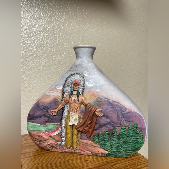 Art | Signed Beautiful Hand Painted Ceramic Native American Indian ...